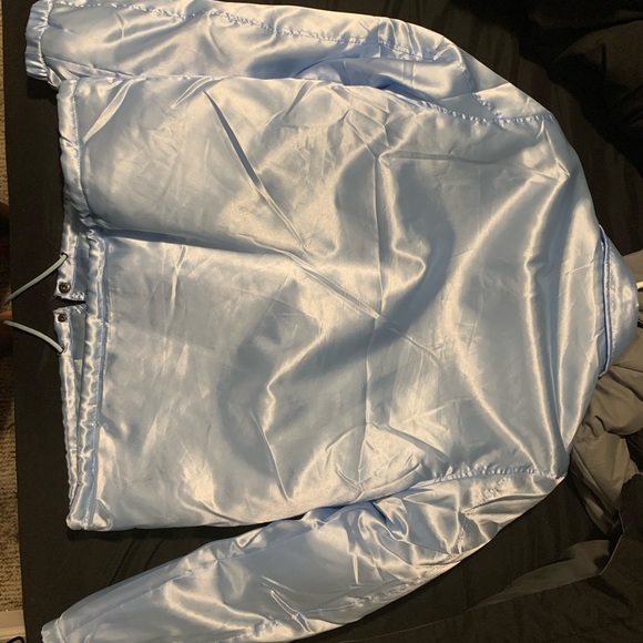Boohoo | Jackets & Coats | Metallic Blue Boomer Jacket | Poshmark